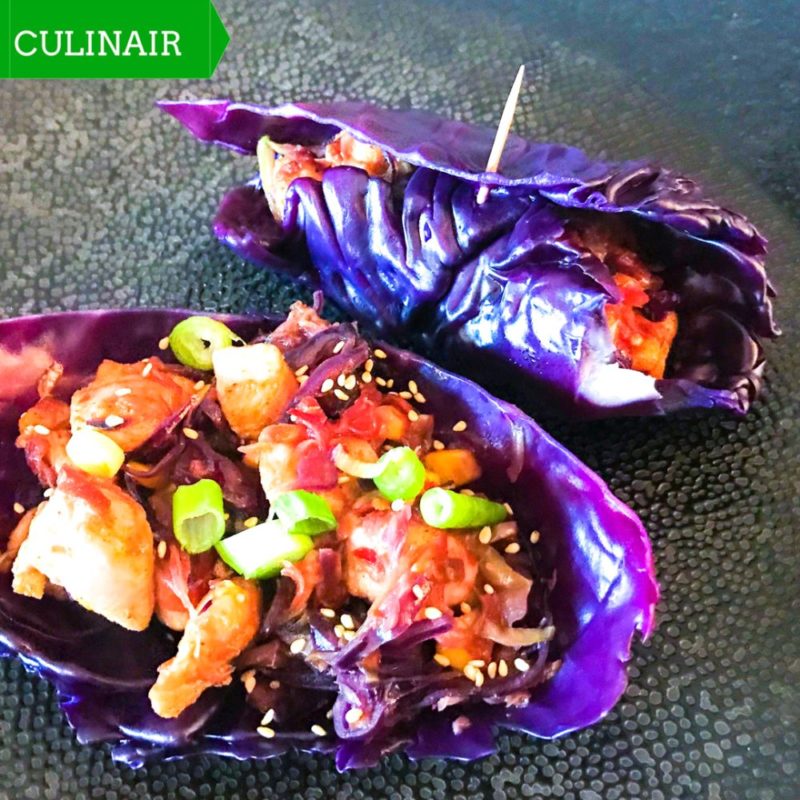 Rode kool wraps met kipfilet - Vinissima