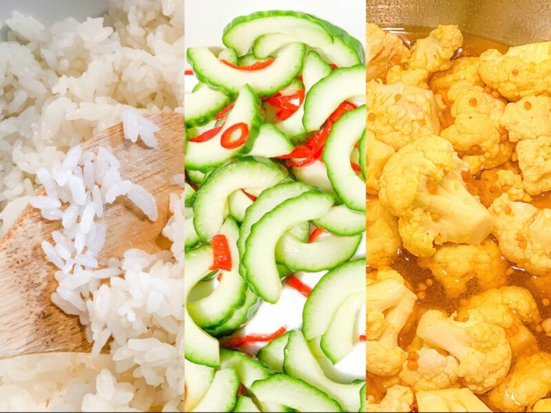 Deconstructed poke bowl met tonijn, groen shisoblad en ingelegde ...