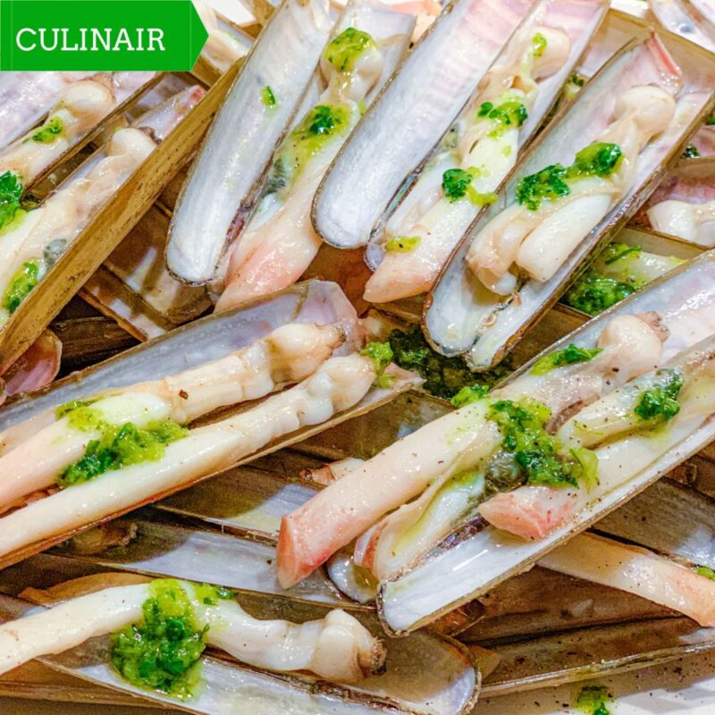 Scheermessen met knoflook-kruidenolie - Vinissima